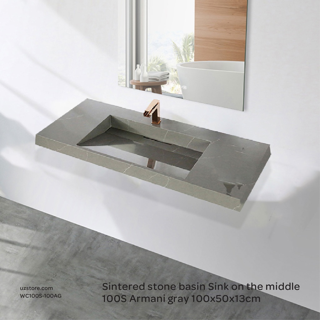Sintered stone basin Sink on the middle 100S Armani gray 100x50x13cm ...